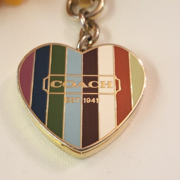 Coach | Bags | Coach Vintage Legacy Stripe Heart Locket Key Fob Or ...